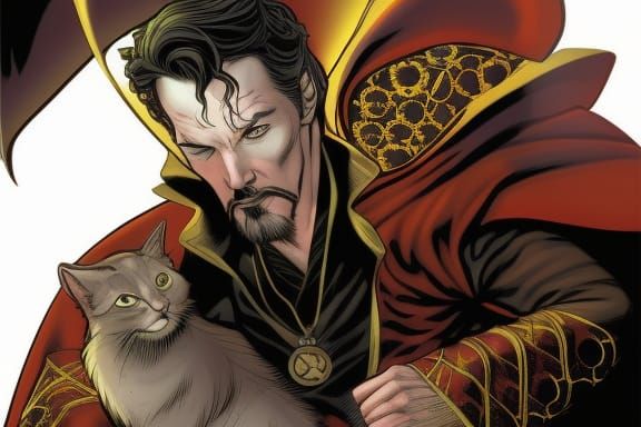Doctor Strange with his cat - AI Generated Artwork - NightCafe Creator