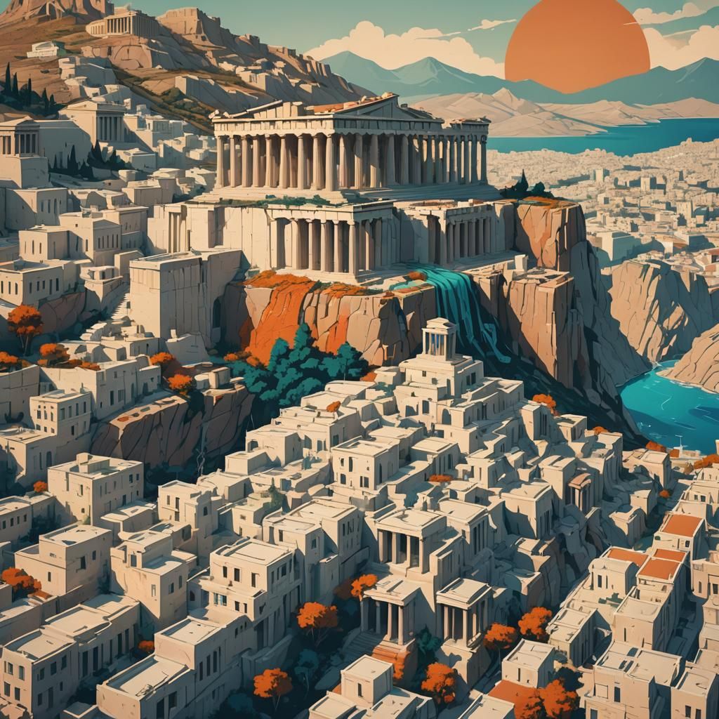 Sunrise over ancient Athens - AI Generated Artwork - NightCafe Creator