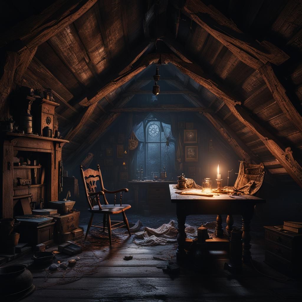 photo of ghost in a dark-lit attic - AI Generated Artwork - NightCafe ...