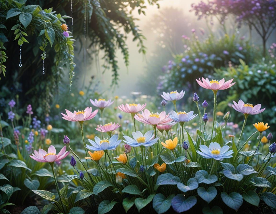 Pastel Gardens - Enchanted Elven Botanical Garden in Soft P...