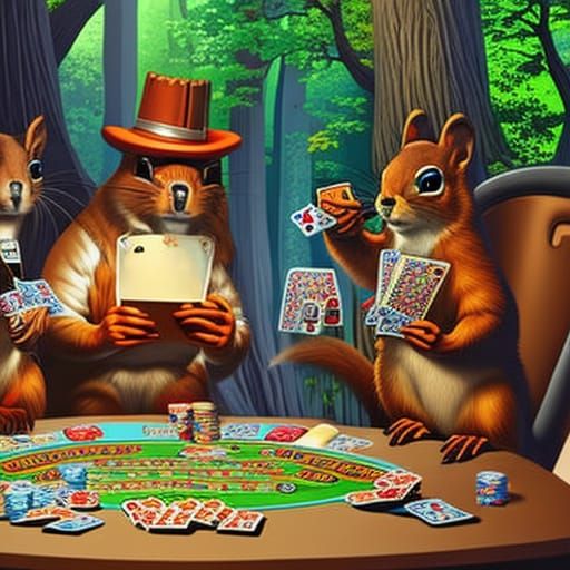 squirrels playing poker - AI Generated Artwork - NightCafe Creator