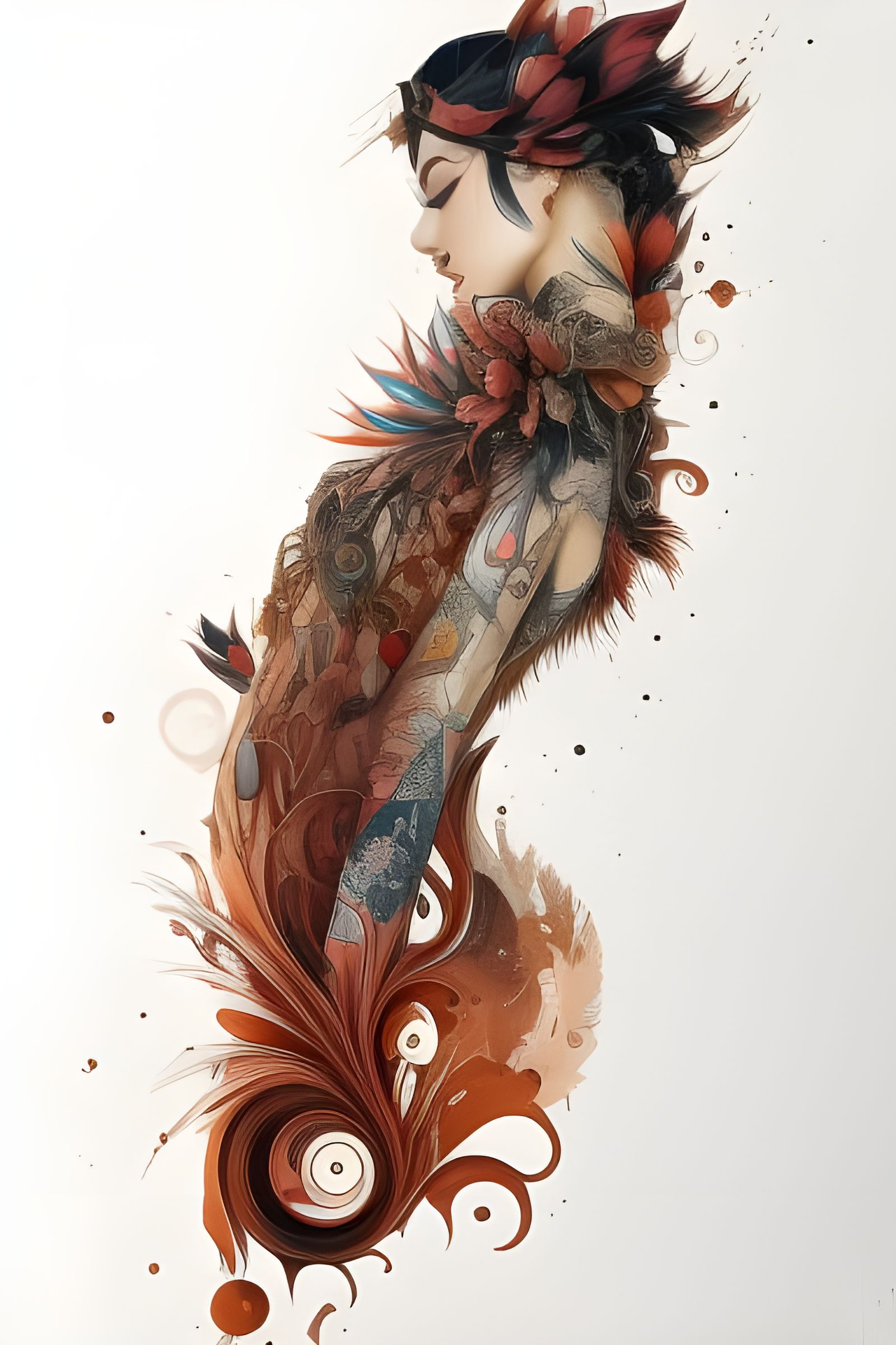 Half abstract portrait of a beautiful woman 2 - AI Generated Artwork ...