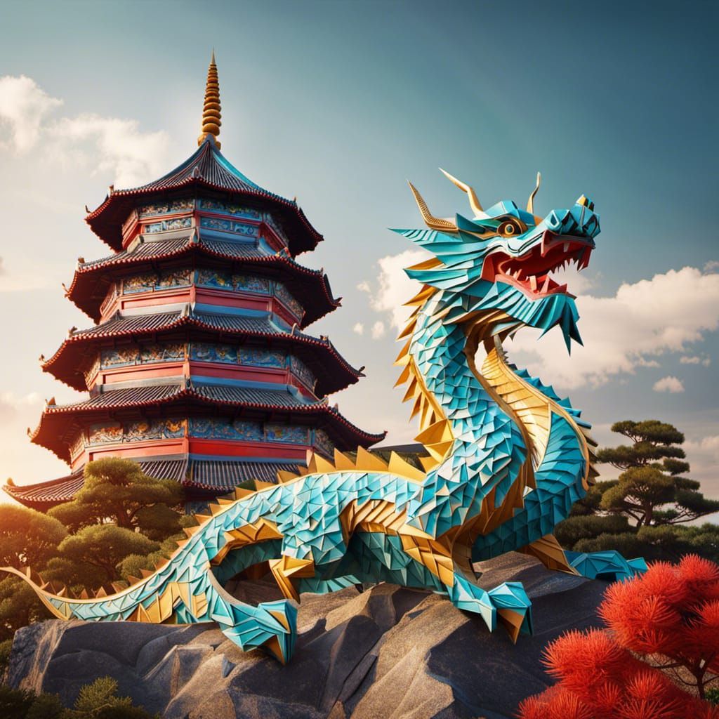 Origami Dragon - AI Generated Artwork - NightCafe Creator