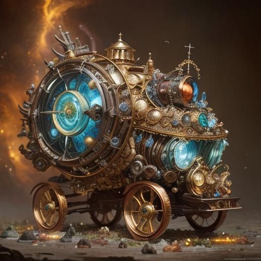 Steampunk Gold Buggy - AI Generated Artwork - NightCafe Creator