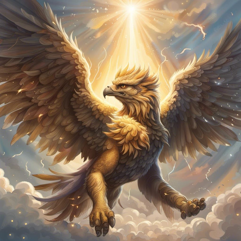 A majestic griffin with outstretched wings - AI Generated Artwork ...