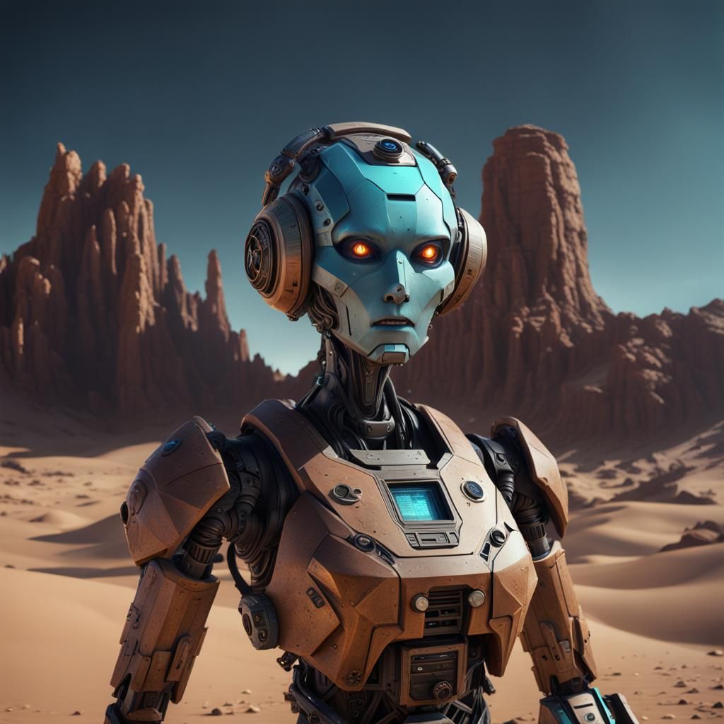 Cute droid on mars - AI Generated Artwork - NightCafe Creator