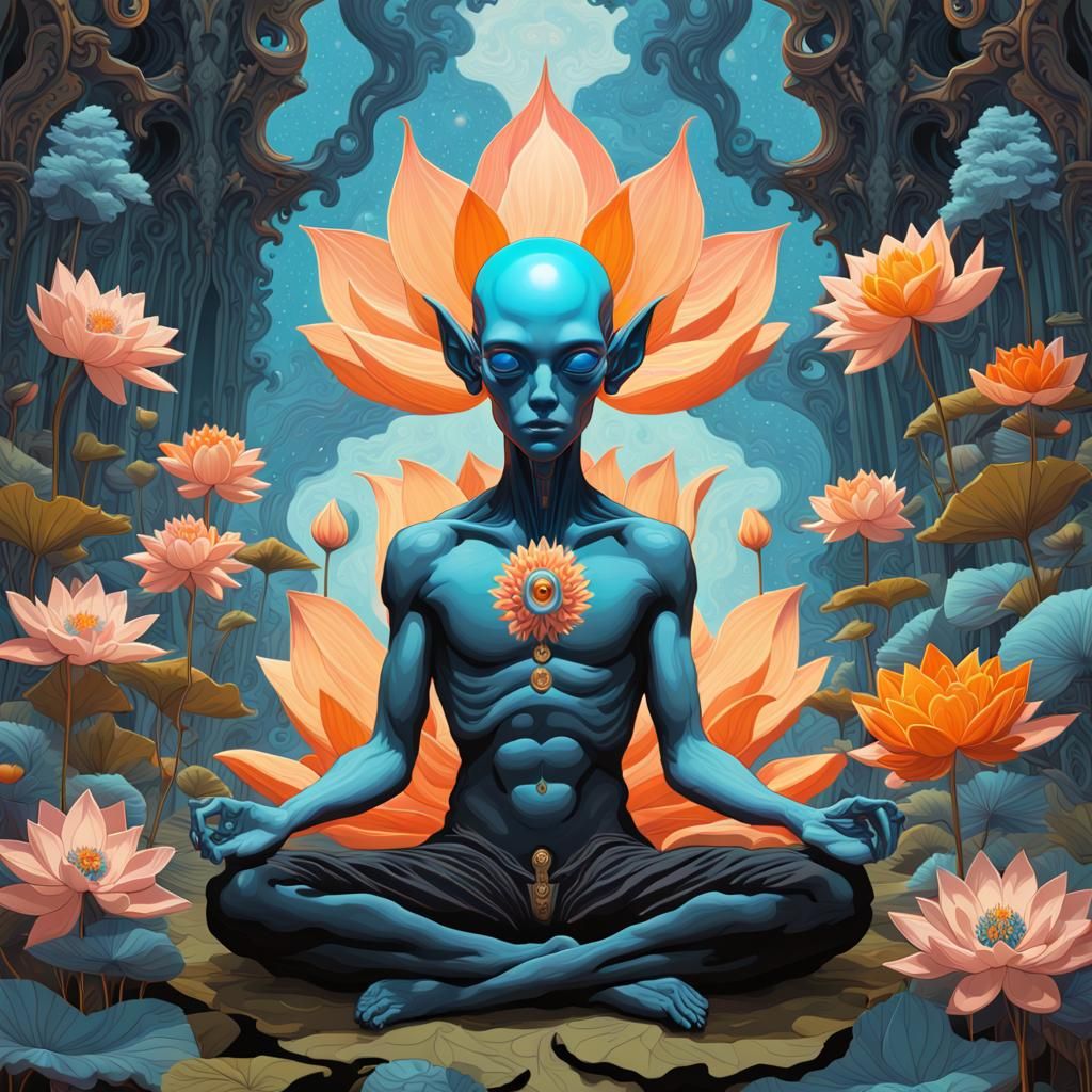 alien in lotus posture - AI Generated Artwork - NightCafe Creator