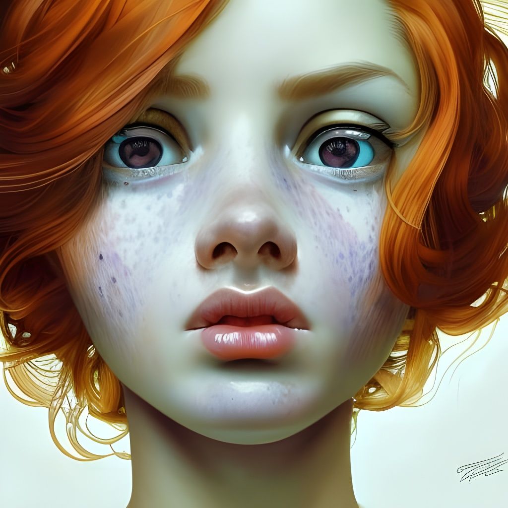 girl, freckles, big doe eyes, full lips, fiery locks of long auburn ...