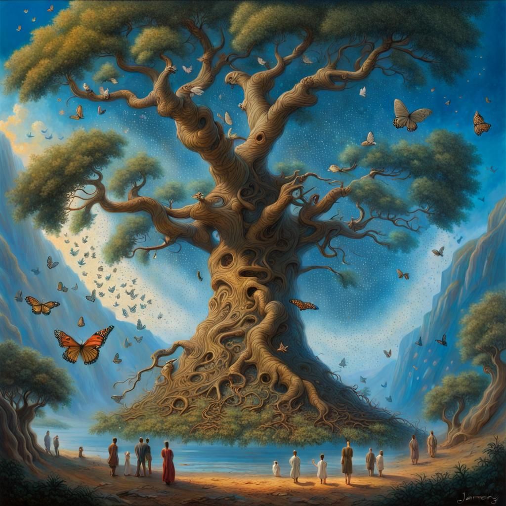 Tree of life from avatar movie, with swirling cloud of illuminated ...
