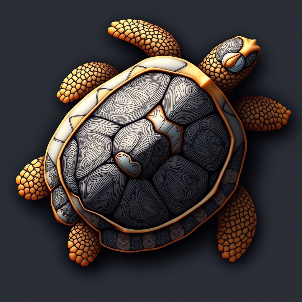 Detailed Turtle Shell with Abstract Fractal Patter... - AI Art