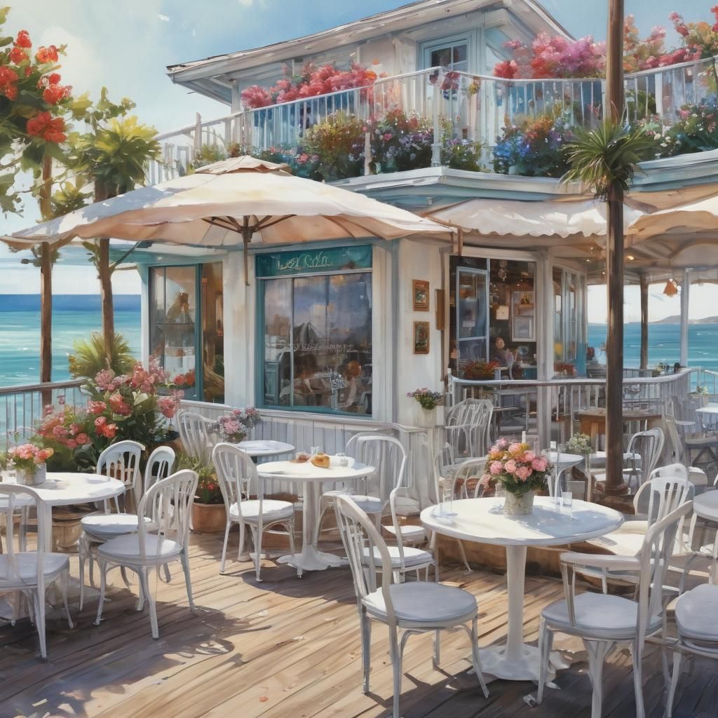 Beach Cafe - AI Generated Artwork - NightCafe Creator