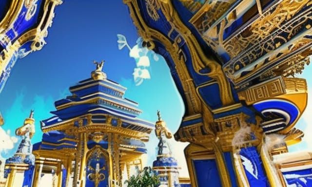 Elixir of life, clear blue sky ancient futuristic white opal mega ...