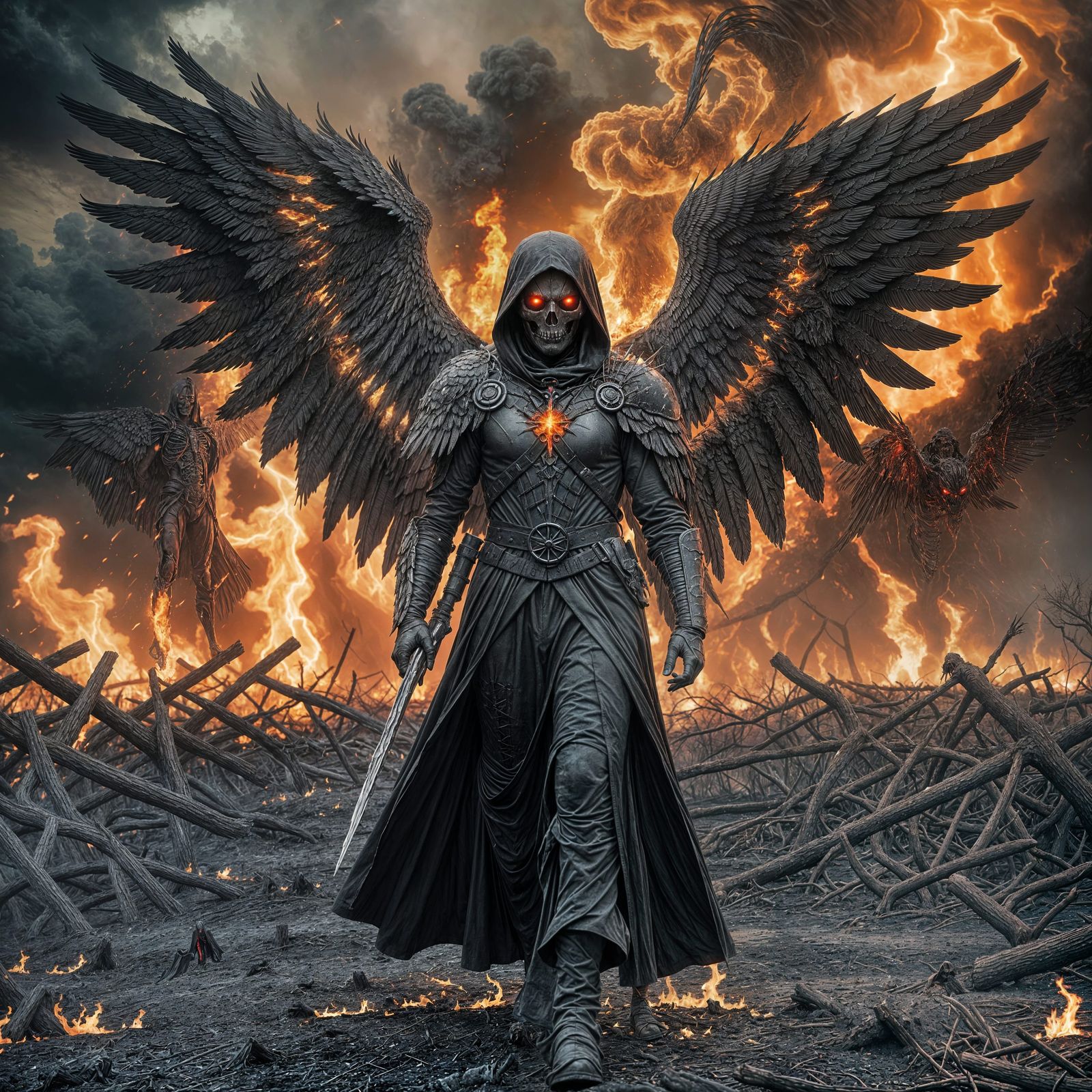 Harvester of Sorrow - Dark Fantasy Angel Strides Through Sco...