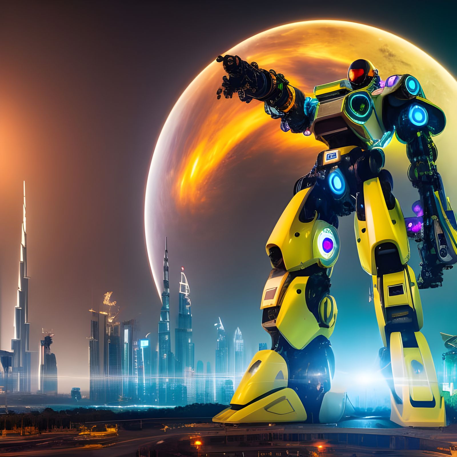 Yellow Mecha - AI Generated Artwork - NightCafe Creator