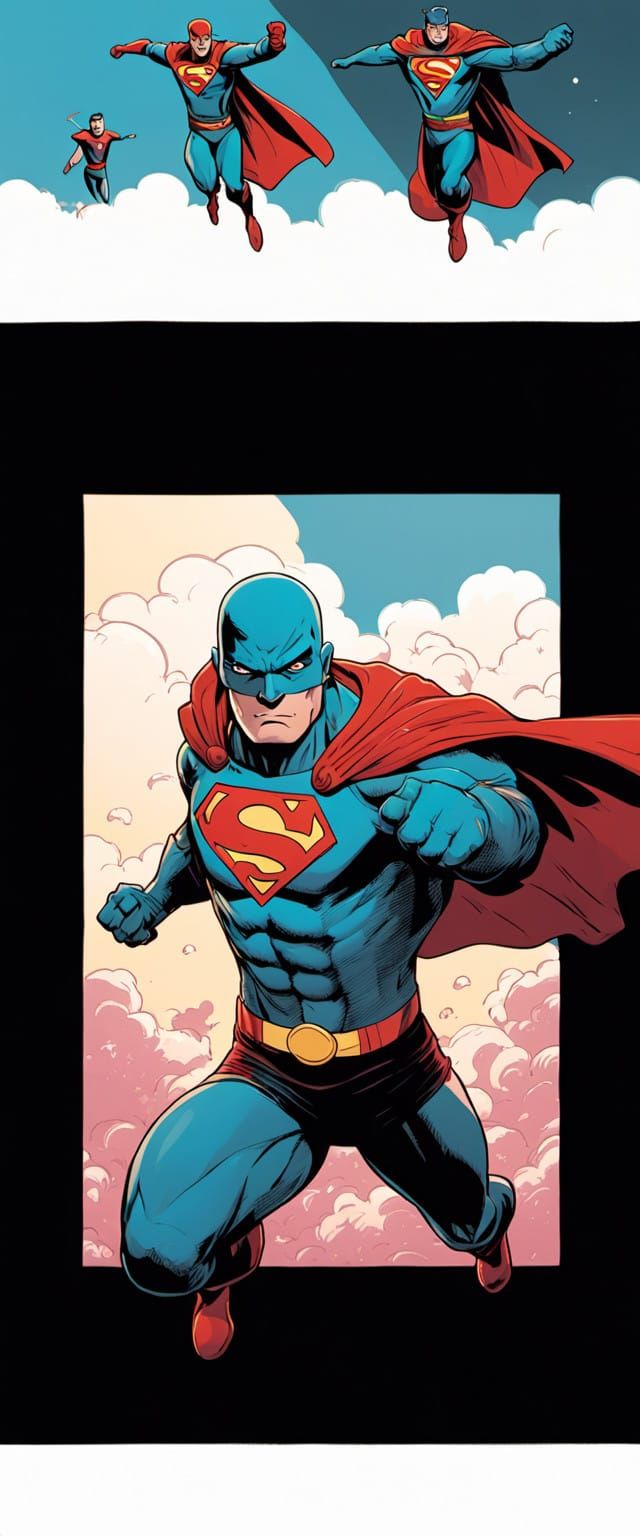 Energetic Superhero Leaps Through Dynamic Comic St... - AI Art