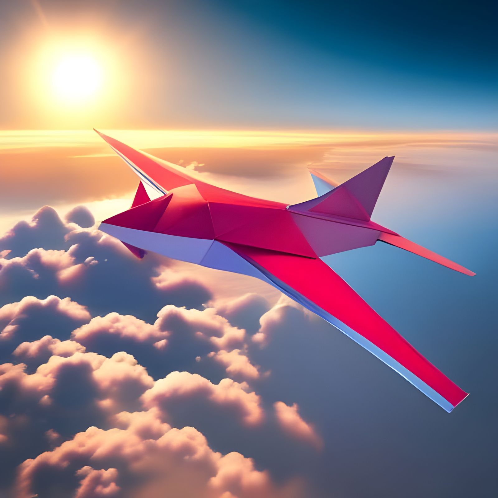 paper airplane over the clouds - AI Generated Artwork - NightCafe Creator