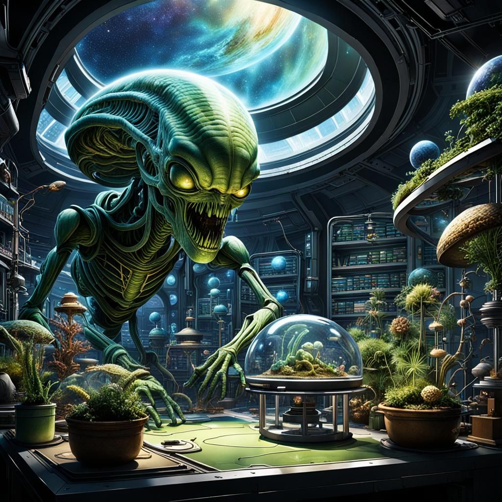 ALIEN IN SCIENTIST LAB - AI Generated Artwork - NightCafe Creator