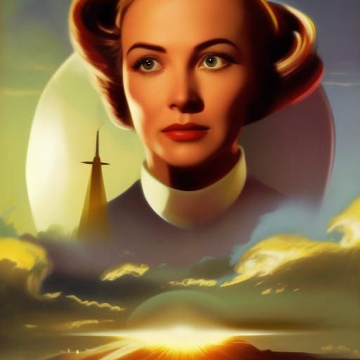 The Alien Visitor, 1950's movie - AI Generated Artwork - NightCafe Creator