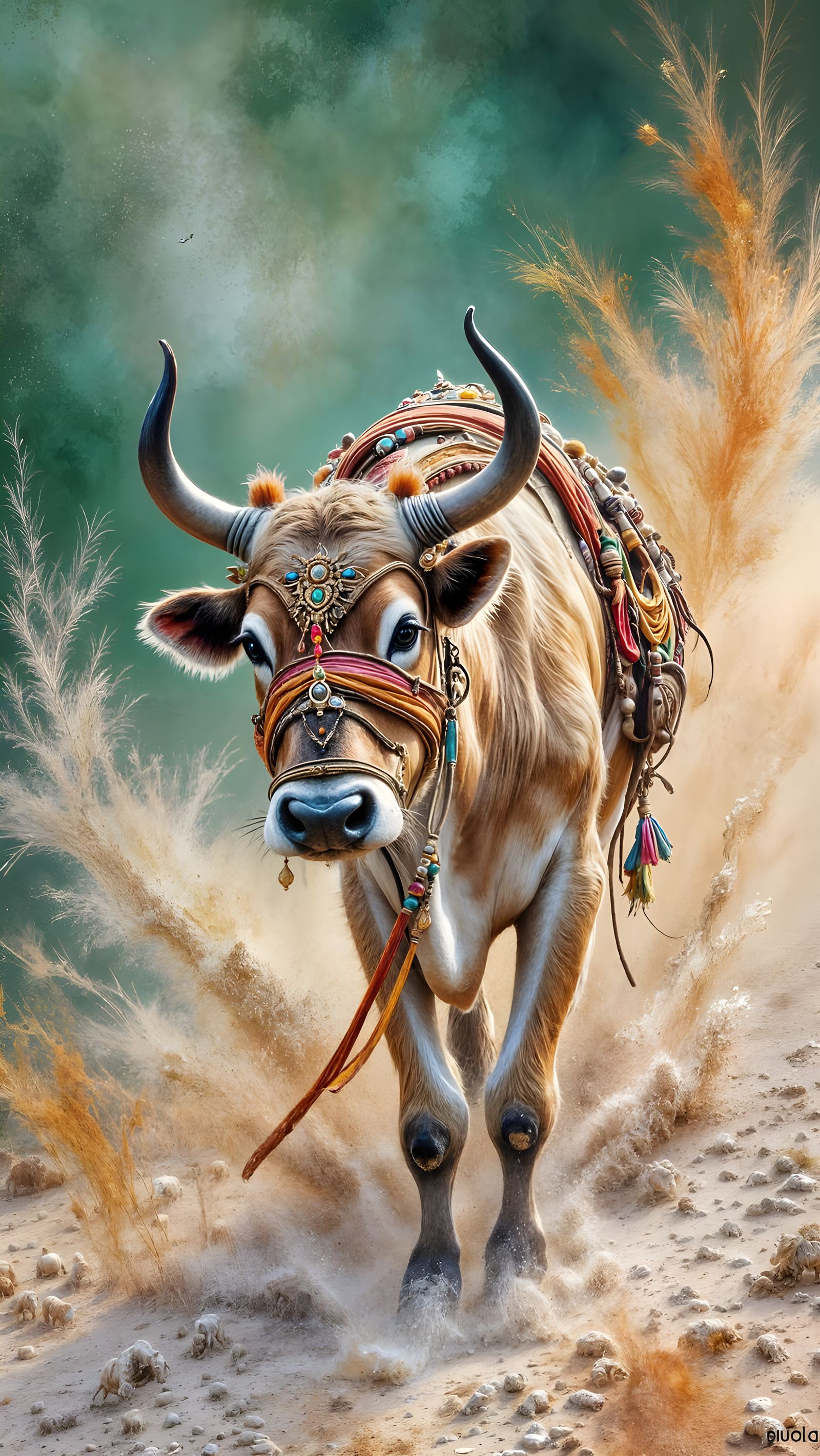 Goa landscape, Goan story, Indian cow, dusty orangne ground