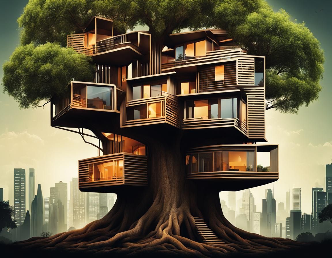 Treehouse 4 - AI Generated Artwork - NightCafe Creator
