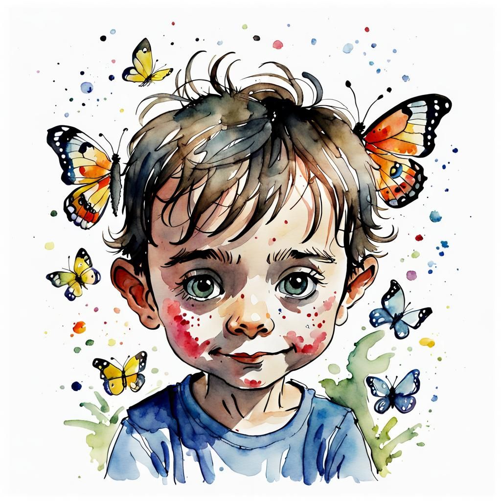 chibi butterfly illustration by Quentin Blake, Shel Silverstein ...