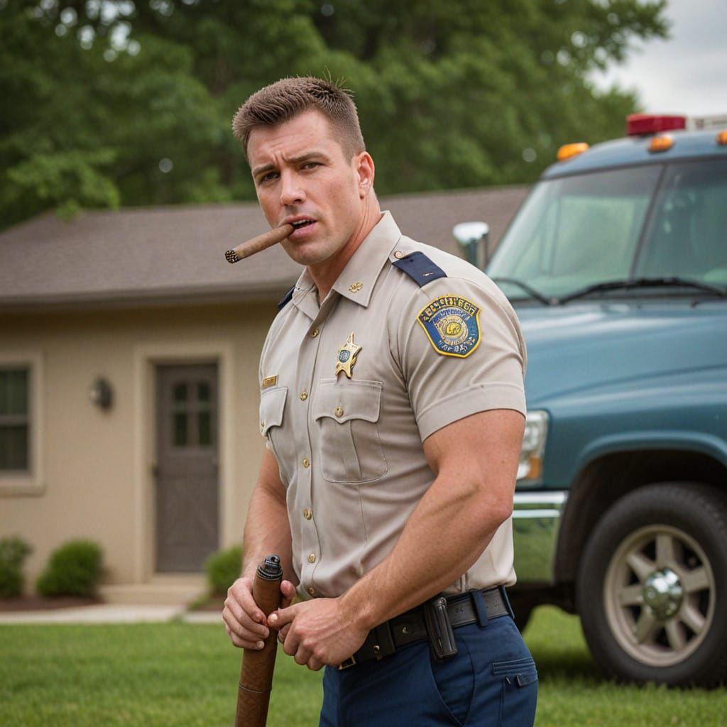 Handsome State Trooper in Professional Photography... - AI Art