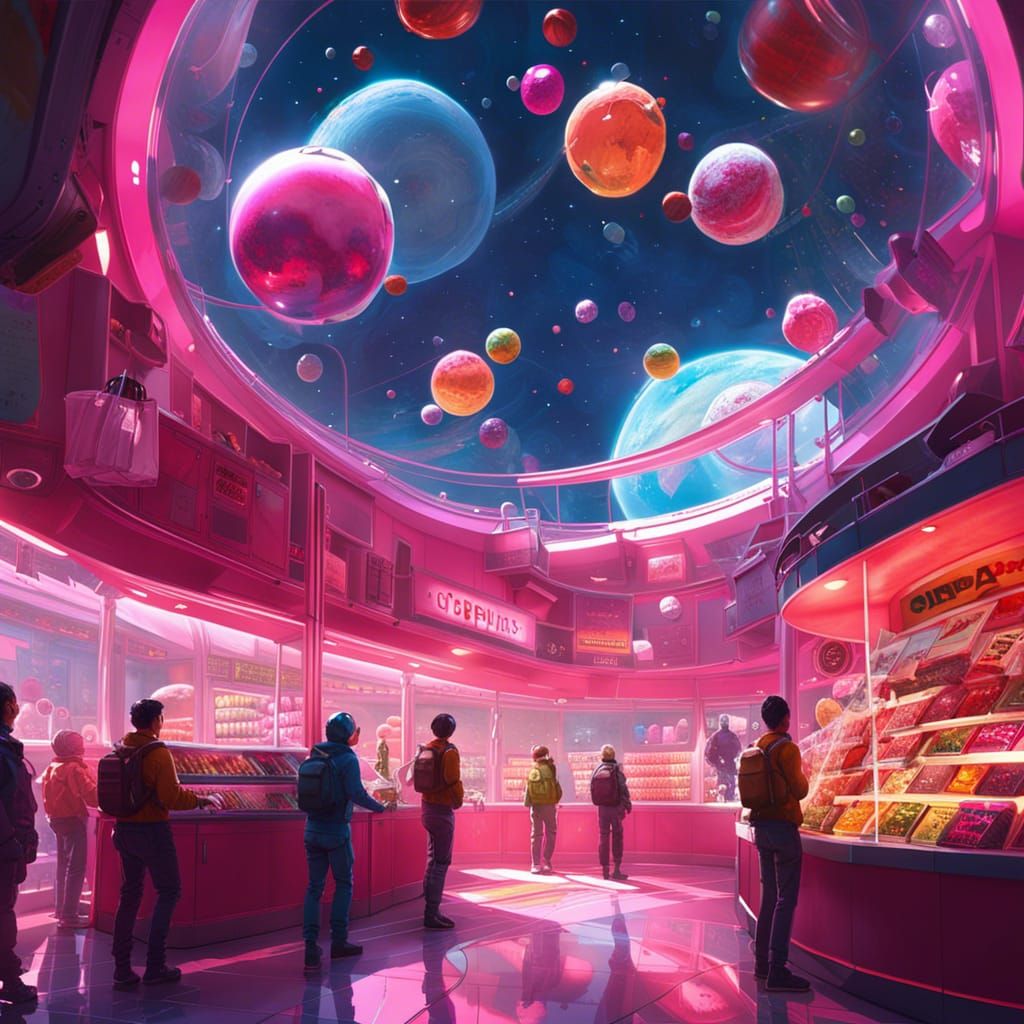Candy shop in space - AI Generated Artwork - NightCafe Creator