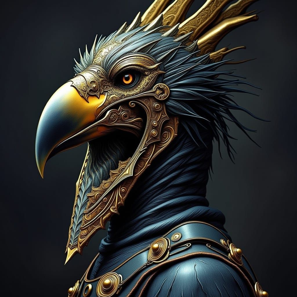 Surreal Morphed Eagle - Surreal Steampunk Bird in Regal Head...