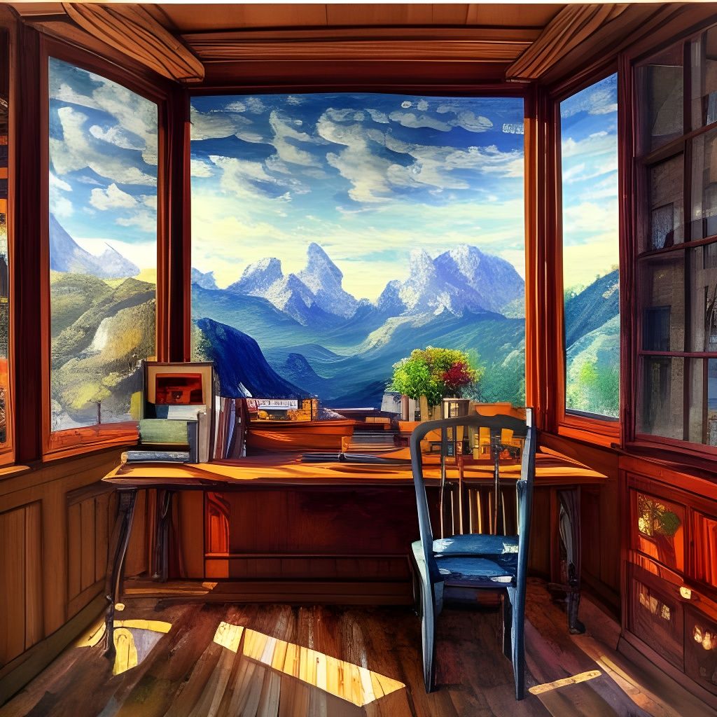Office with an amazing view! - AI Generated Artwork - NightCafe Creator