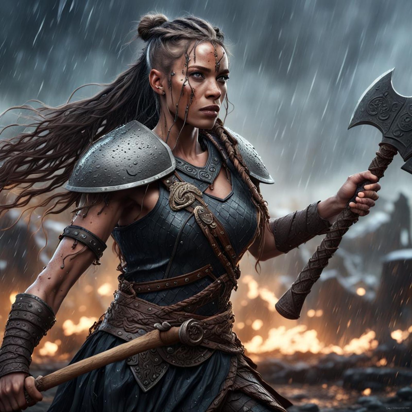 Shield Maiden with axe - AI Generated Artwork - NightCafe Creator