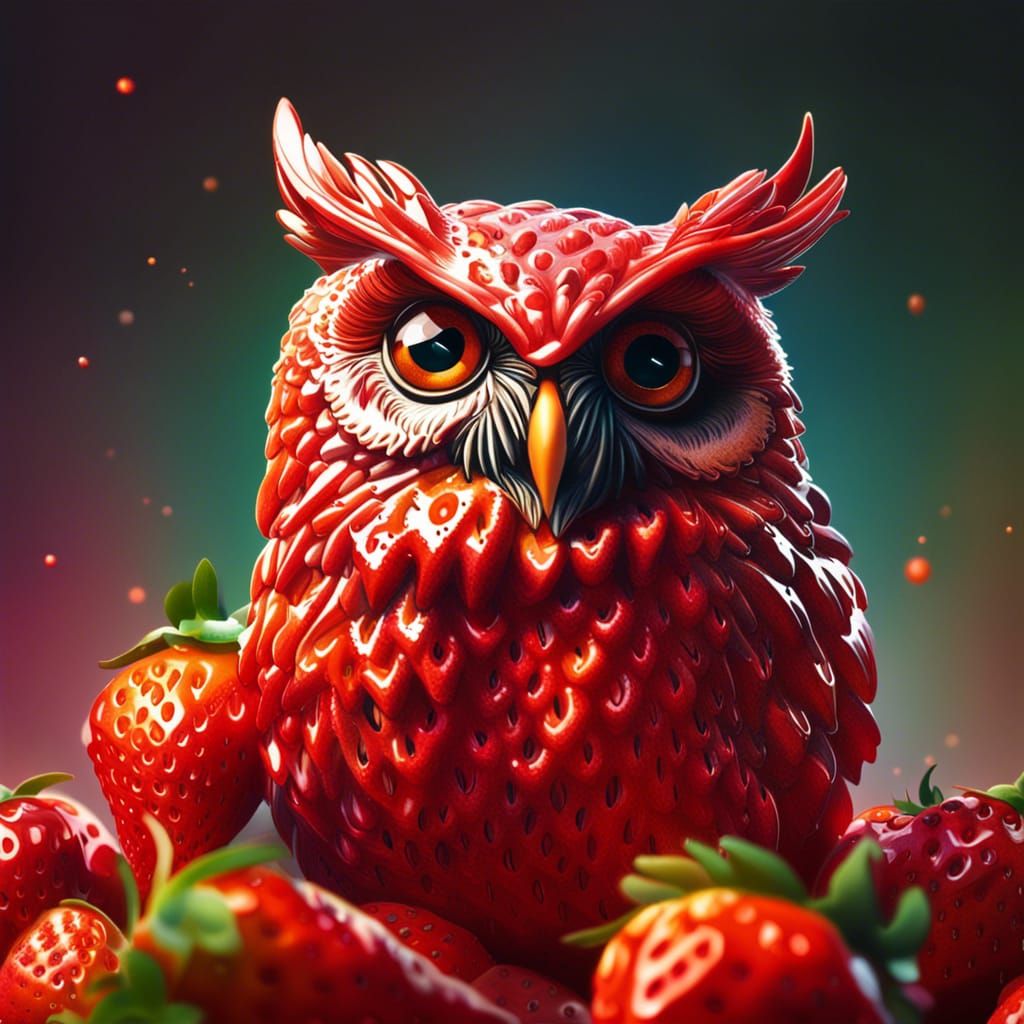 Strawberry owl - AI Generated Artwork - NightCafe Creator