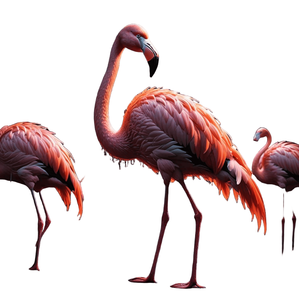 a cyborg flamingo dancing amidst a digital rain, where each droplet is ...