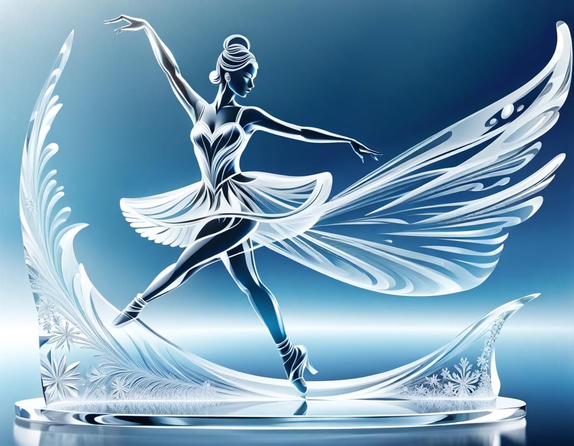 stunning transparent ice sculpture of a transparent ice ballerina ...
