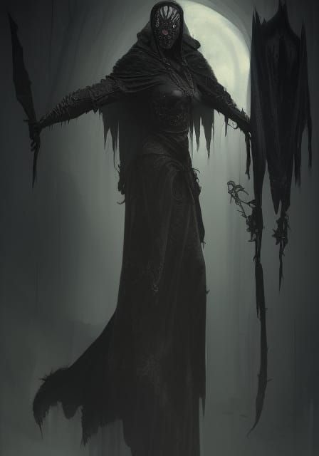 creepy ugly medieval slavic female vampire, dark nightmare, shaman ...