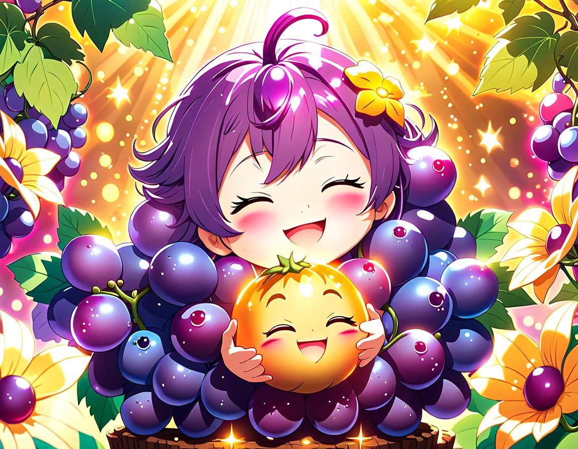 Chibi Grape Girl 4 - AI Generated Artwork - NightCafe Creator