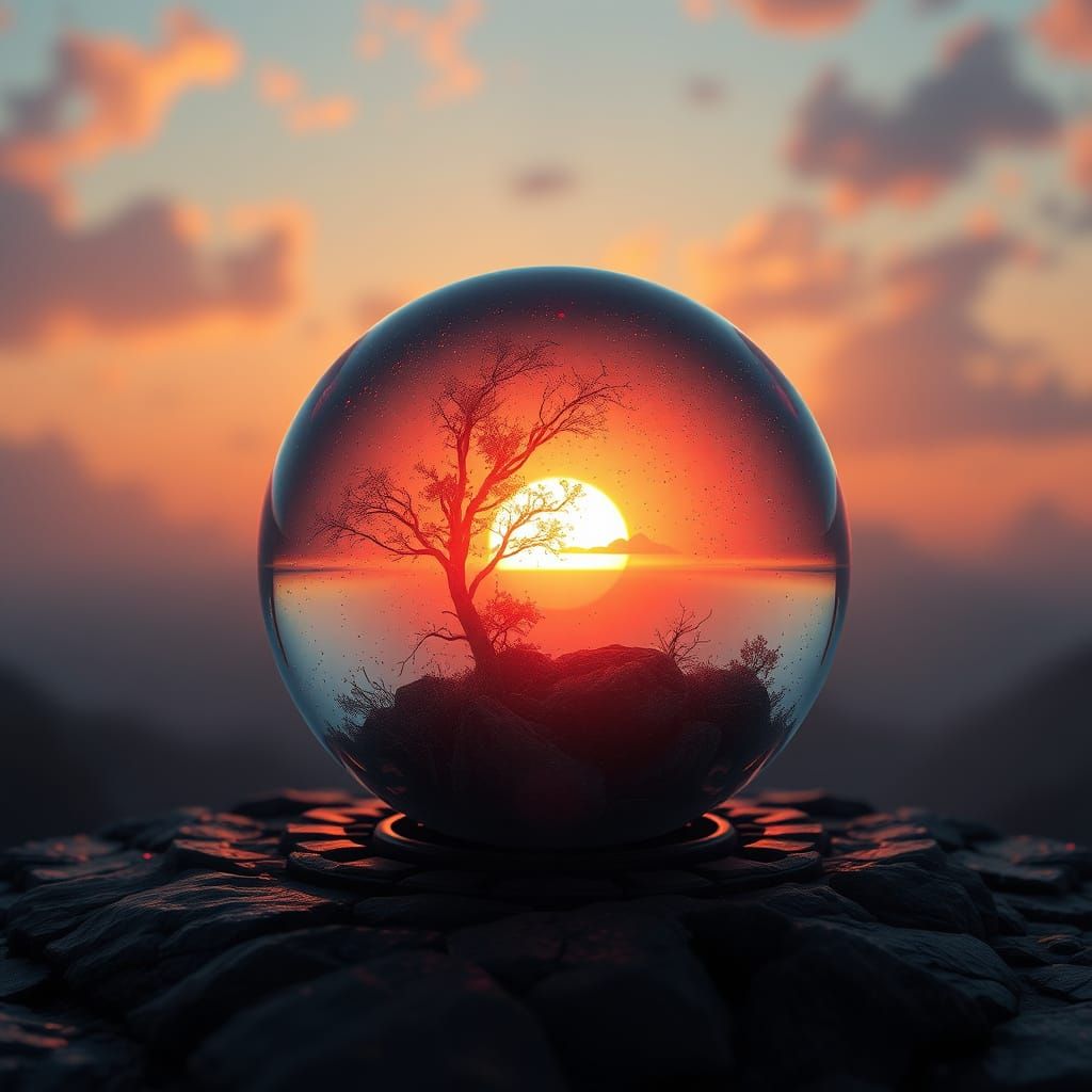 Life's lil mirror - Sunrise Within Glass Orb