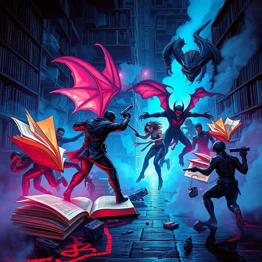 Cyberpunk Heroes and Monsters Unleashed in Neon-Li... - AI Art