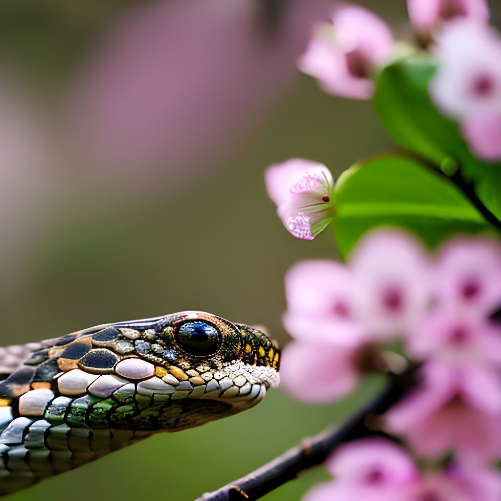 Cherry blossom snake :) - AI Generated Artwork - NightCafe Creator