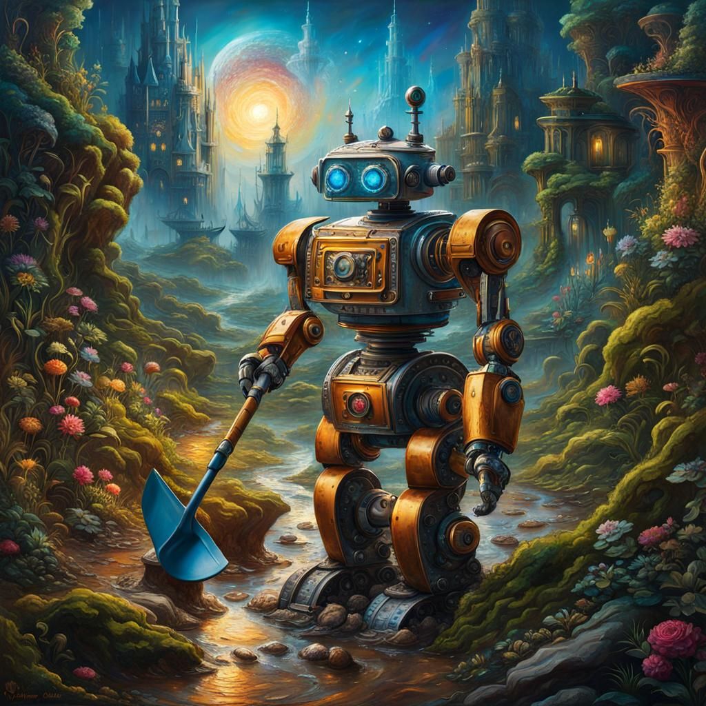 Lonely Robotic Digger. - AI Generated Artwork - NightCafe Creator