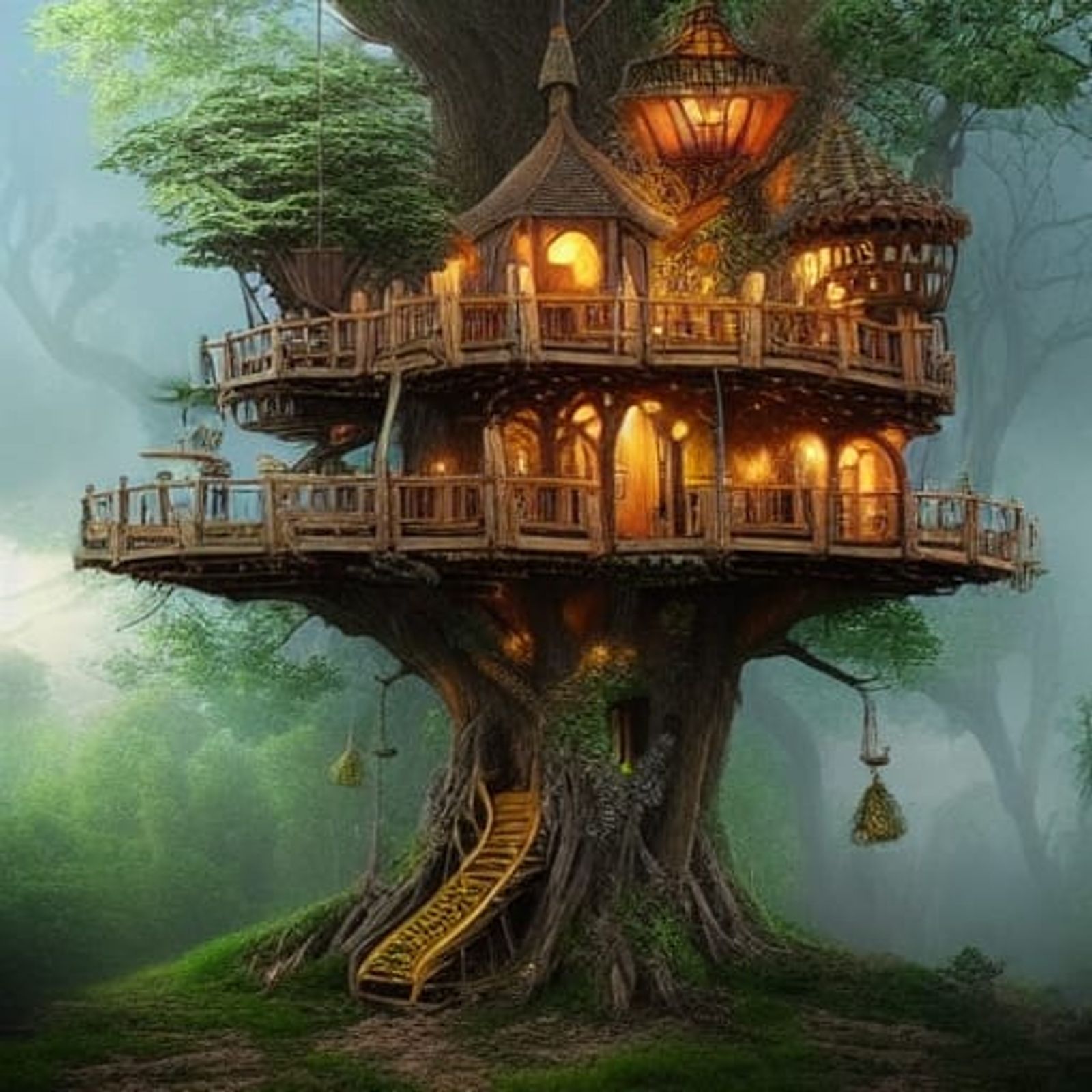 Beautiful highly detailed Tree house - AI Generated Artwork - NightCafe ...