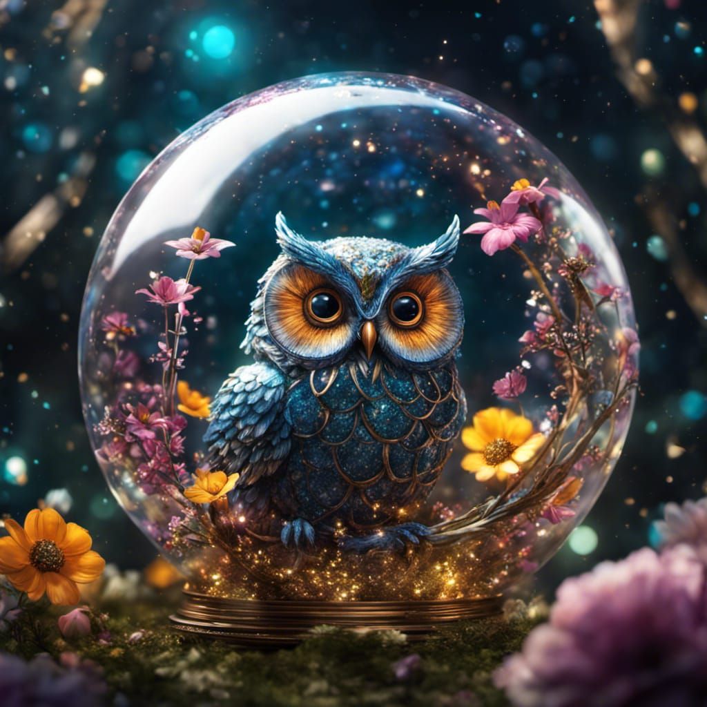 Glass trapped owl magic - AI Generated Artwork - NightCafe Creator