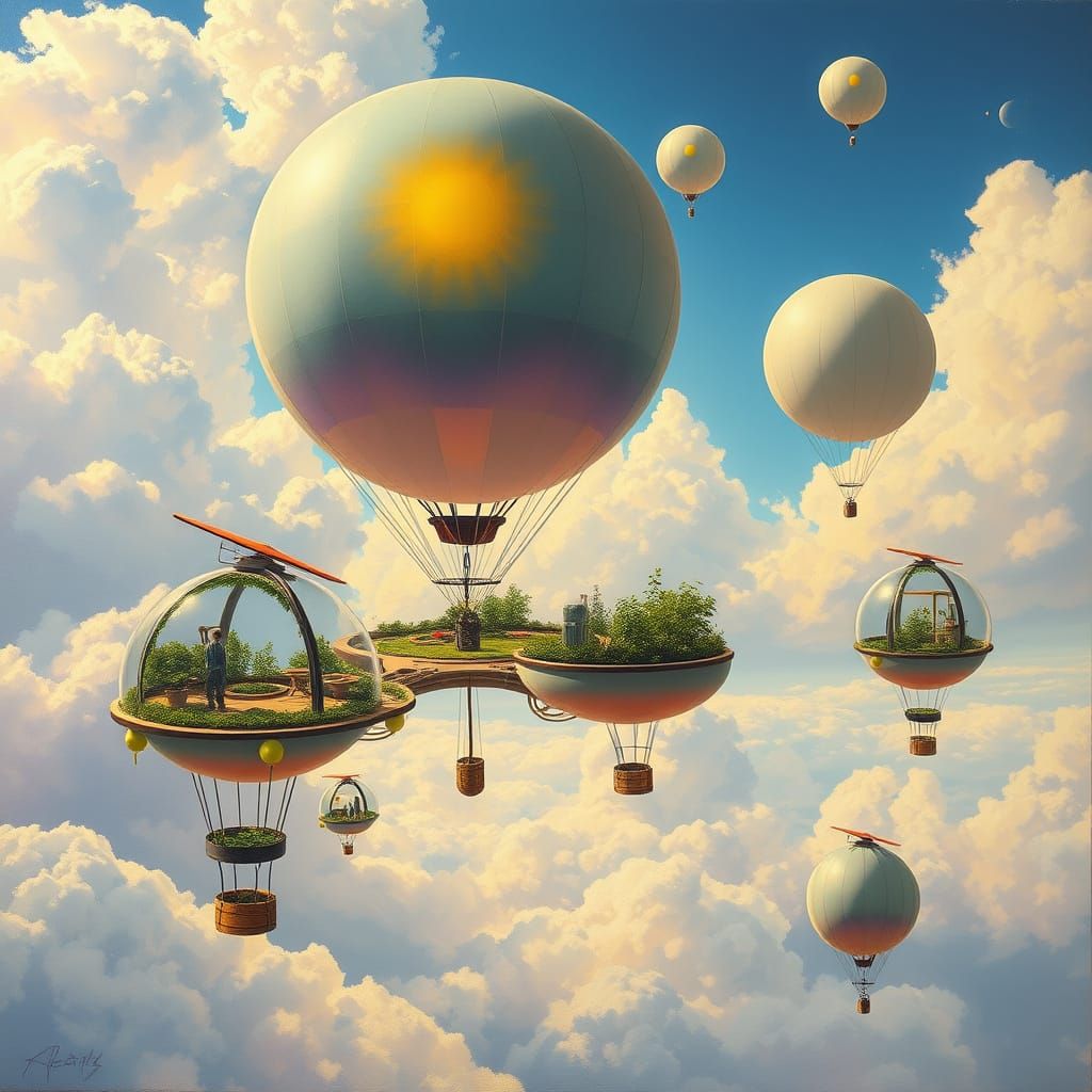 Solarpunk Settlement V2 - Surreal Solarpunk Cloud City with ...