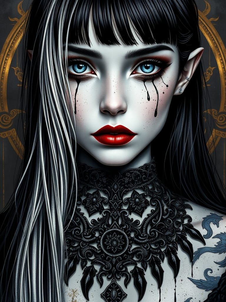 Gothic girl - Ethereal Gothic Beauty in Intricate Digital Ar...