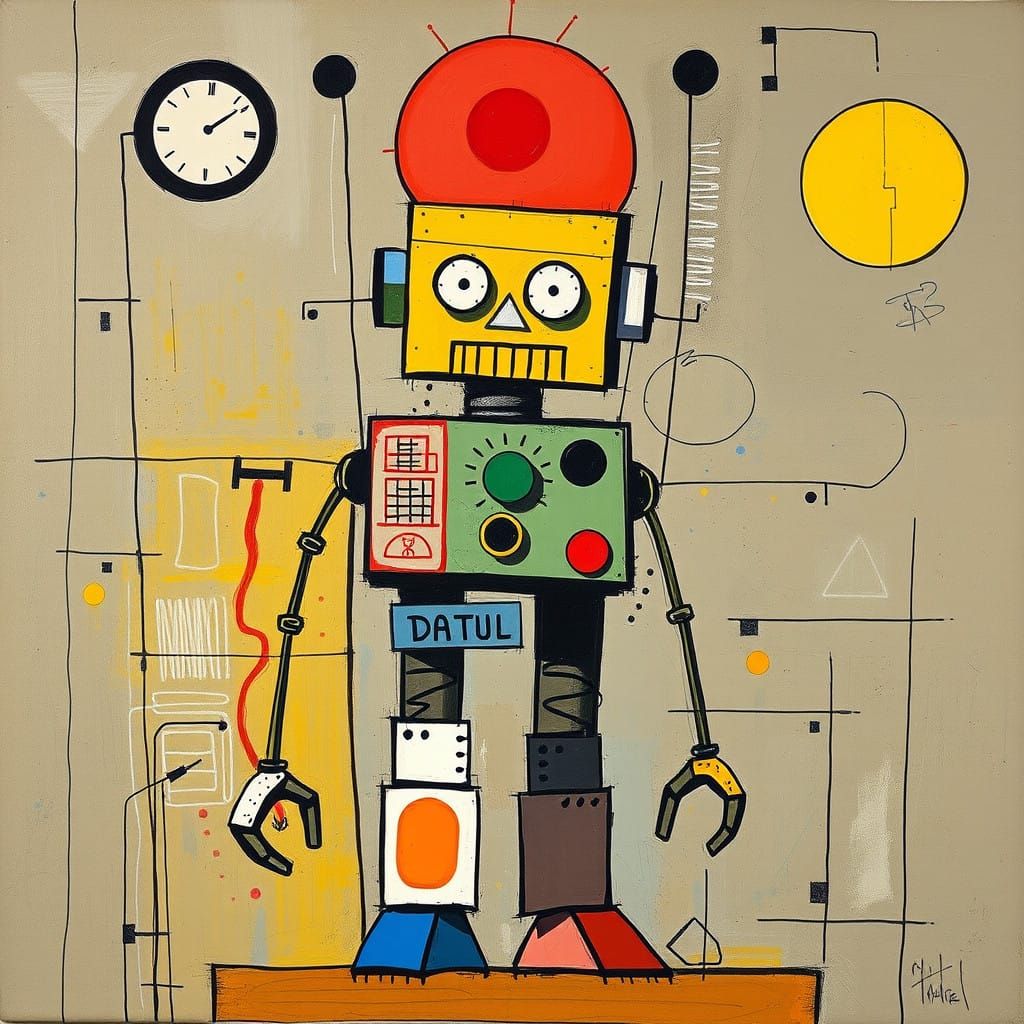 Cubist Robot in Abstract Geometric Style - AI Art
