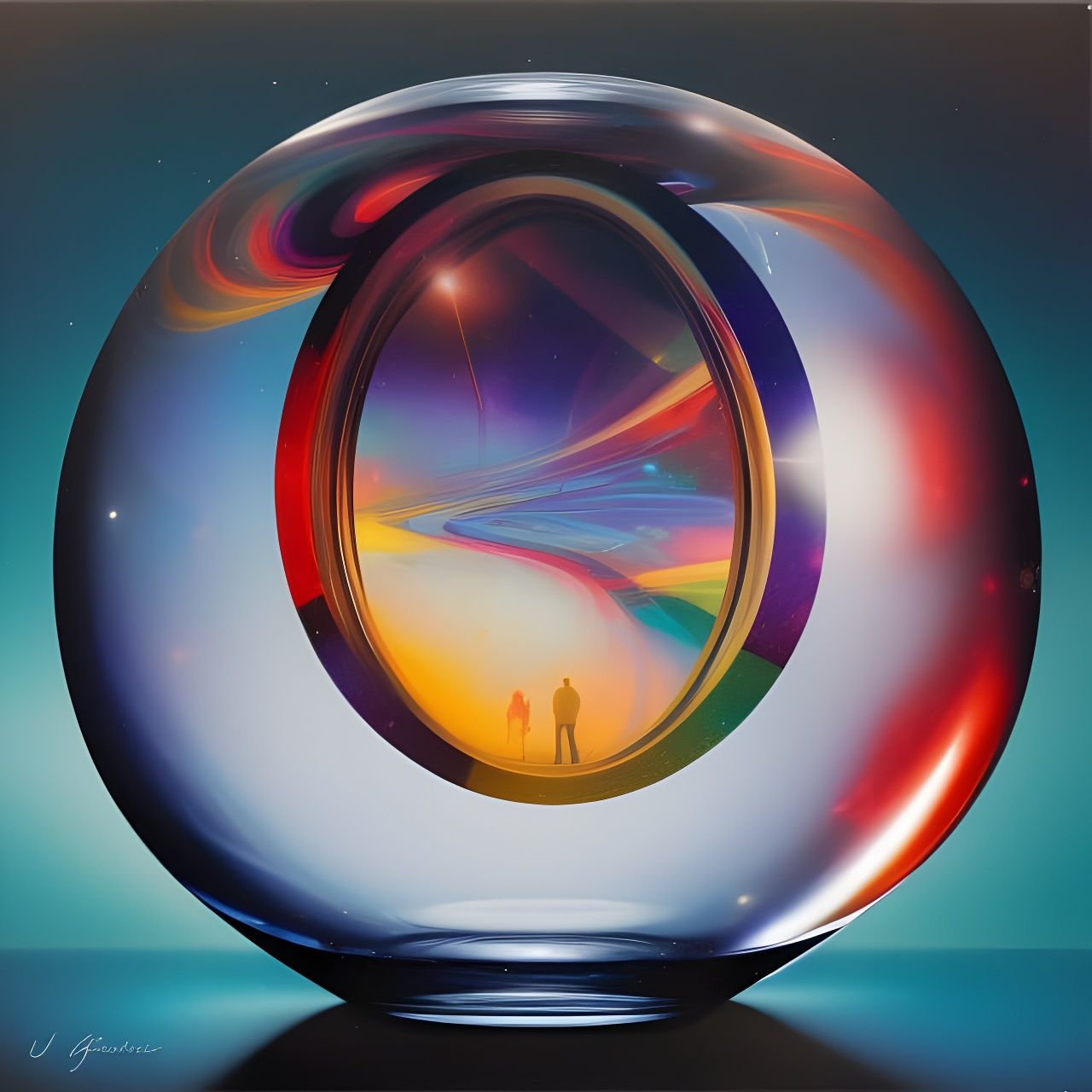 A Fancy Glass Orb by Waterford Crystals, oil on canvas, wet wash ...