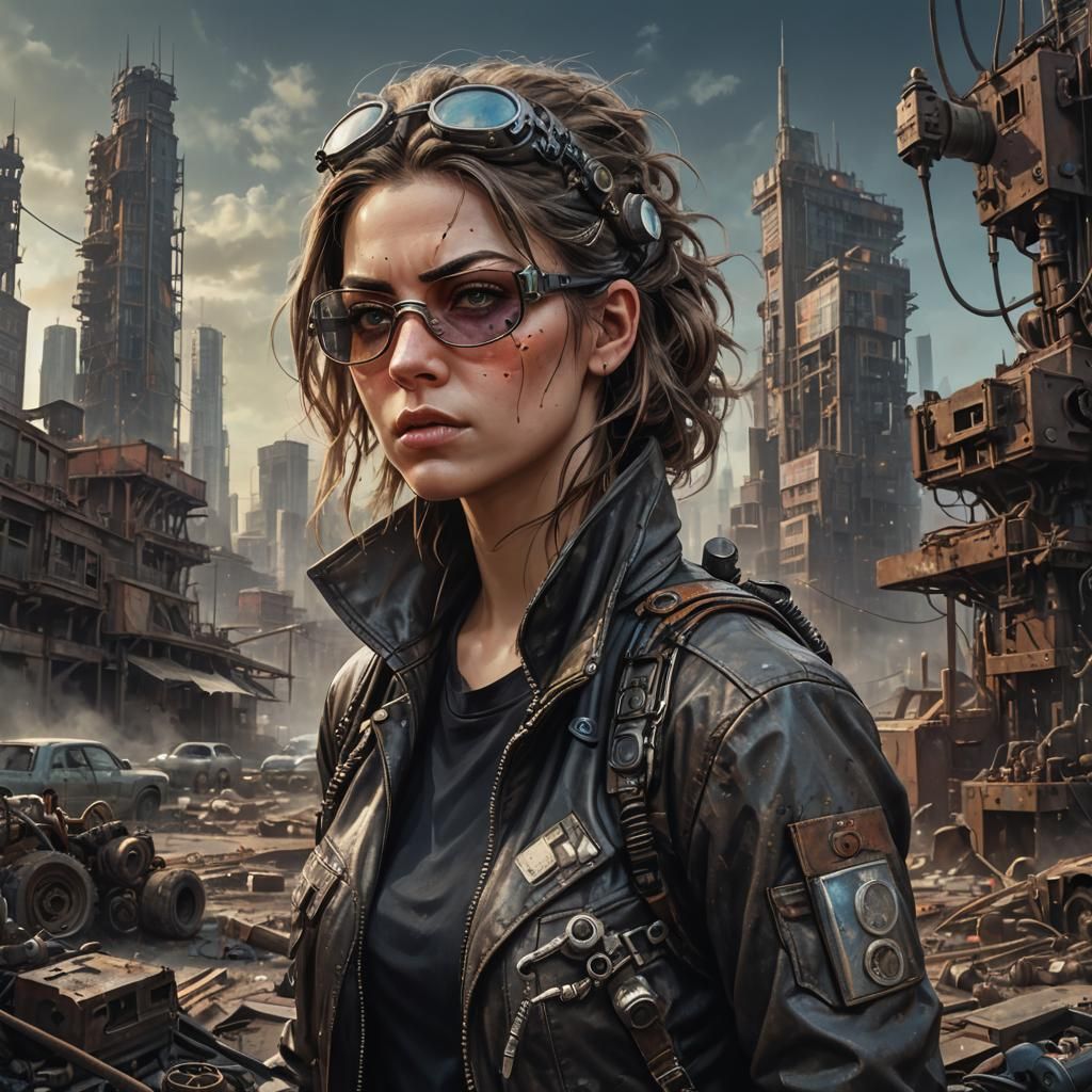 Breathtaking Post-Apocalyptic Mechanic in Gritty C... - AI Art