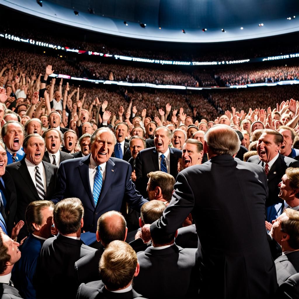 Extremely Anatomically and facially accurate Thomas Monson's mosh pit - AI Generated Artwork ...