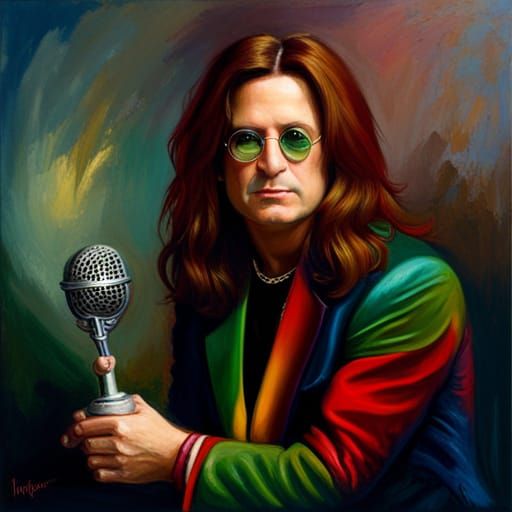 portrait of Ozzy Osbourne in rainbow clothes oil painting by Thomas ...