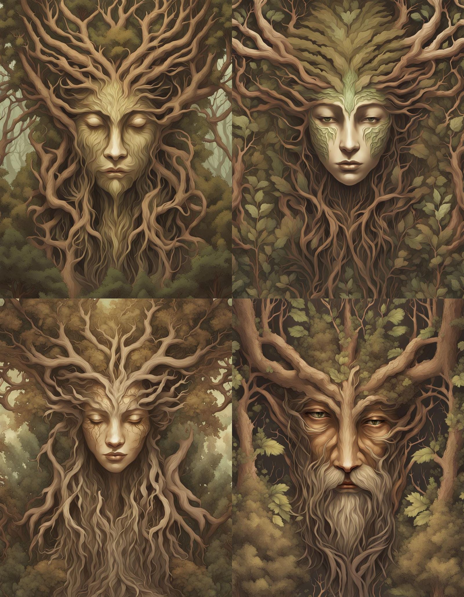 A wallpaper design featuring a digital painting of a slumbering forest ...