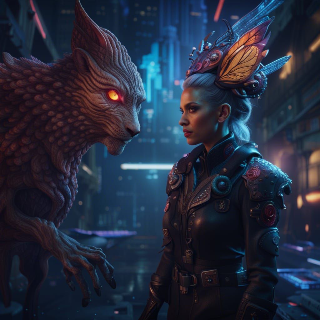 The fae and her monster - AI Generated Artwork - NightCafe Creator